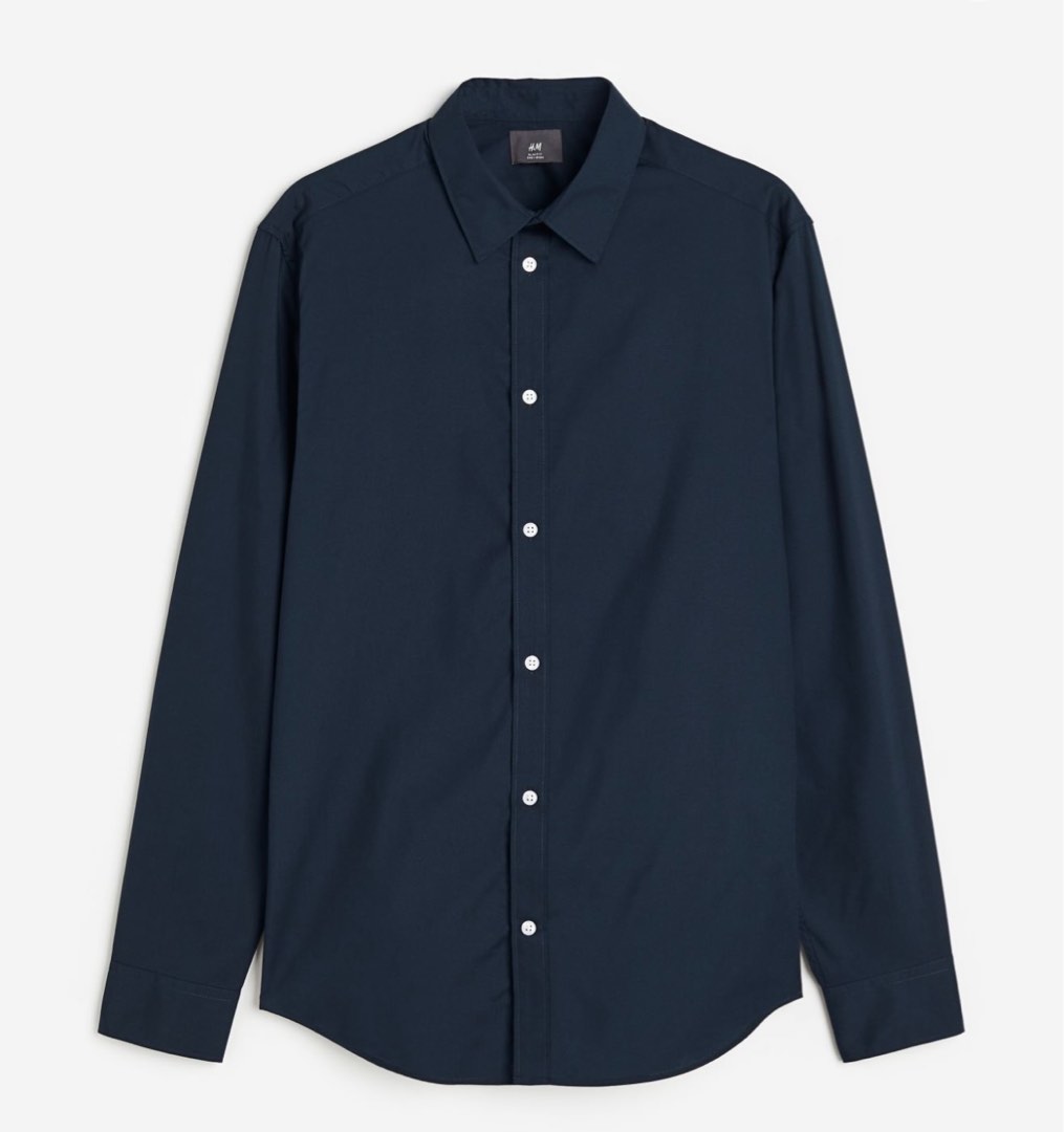 Hnm slim fit easy iron blue, Men's Fashion, Tops & Sets, Tshirts & Polo ...