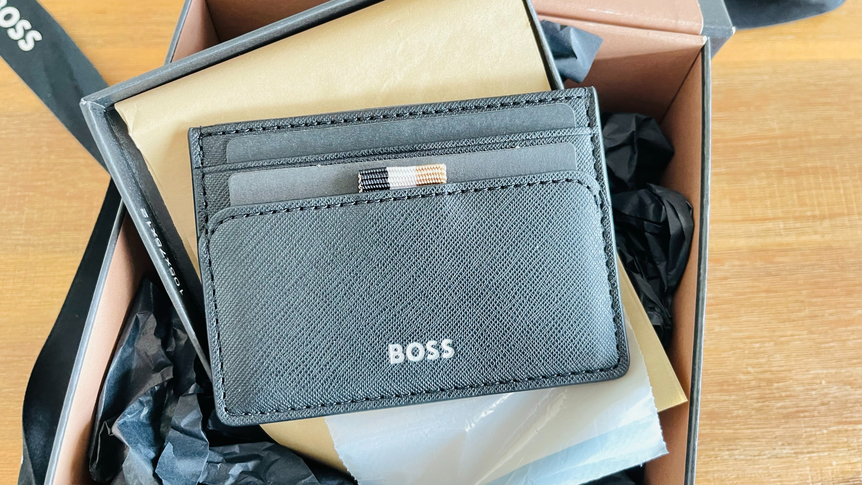 HUGO BOSS - LEATHER NAME CARD HOLDER WITH LOGO LETTERING, Luxury, Bags ...