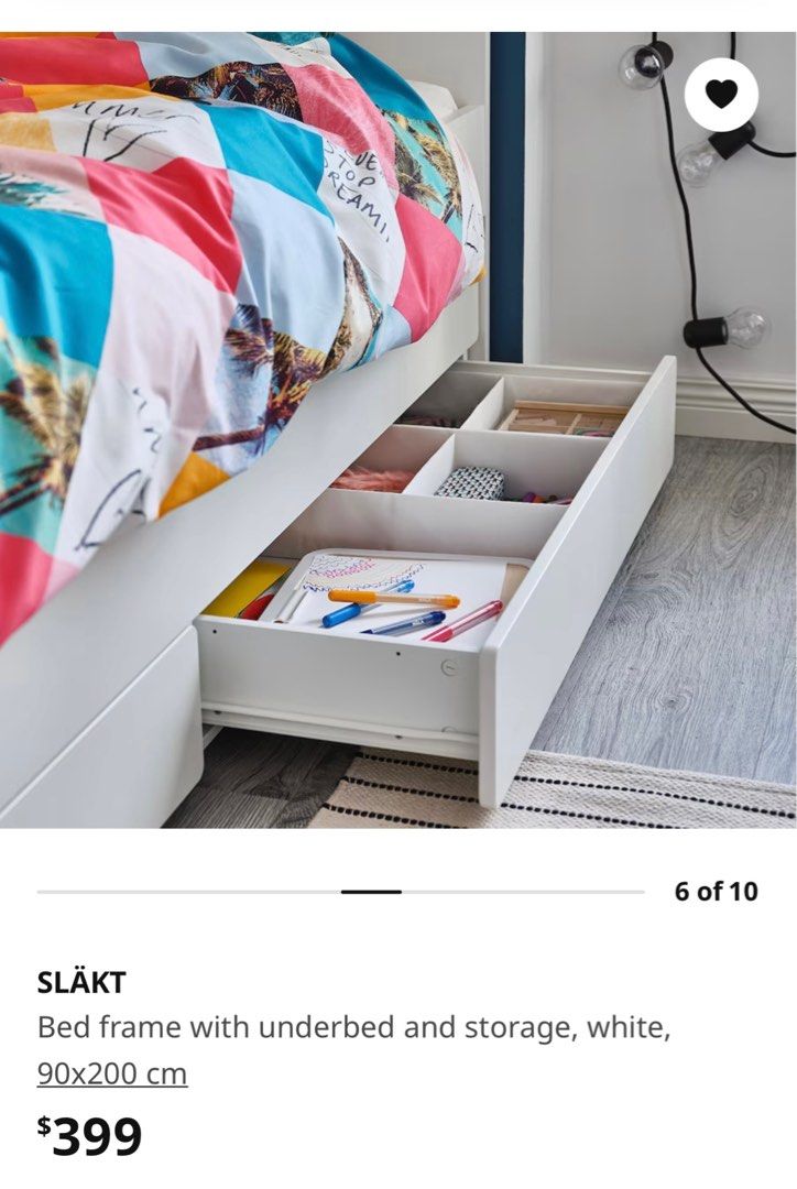 IKEA Slakt Bed Frame with Lower Bed & Storage LIKE NEW, Furniture ...
