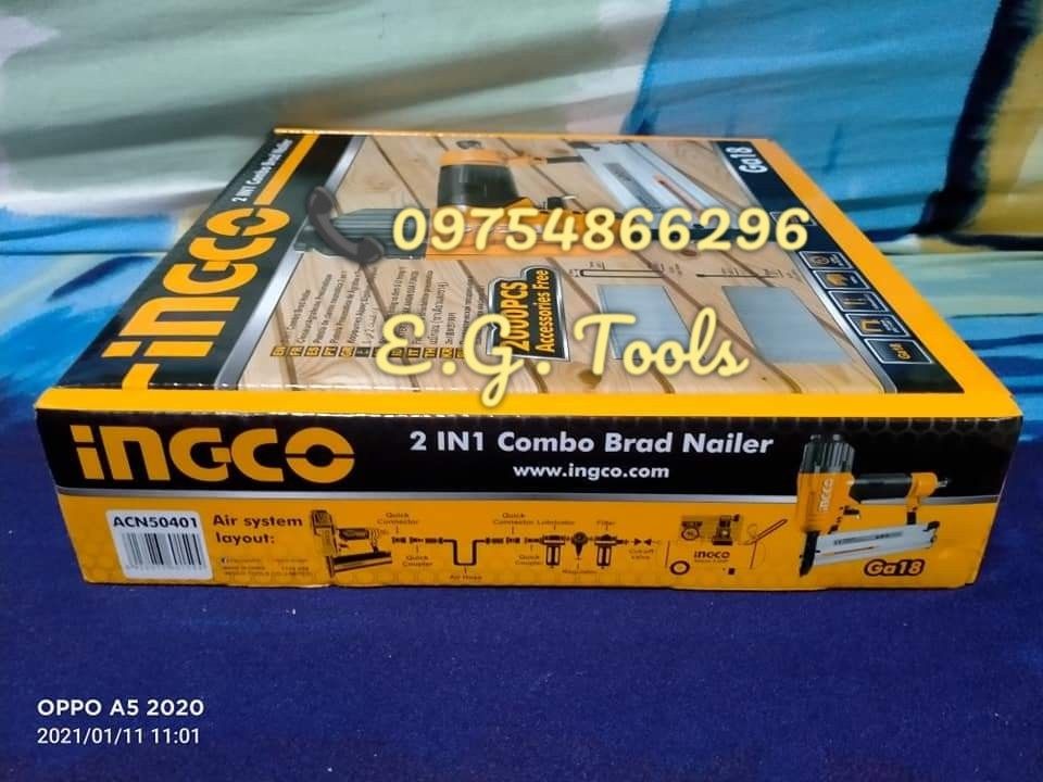 INGCO 2-in-1 Combo Air Brad Nailer (ACN50401), Commercial & Industrial ...