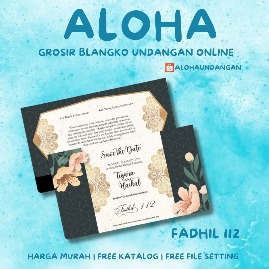 KARTU UNDANGAN NIKAH FADHIL 112 BANJAR 087838838688 ALOHA UNDANGAN, Serba Serbi, Others di Carousell