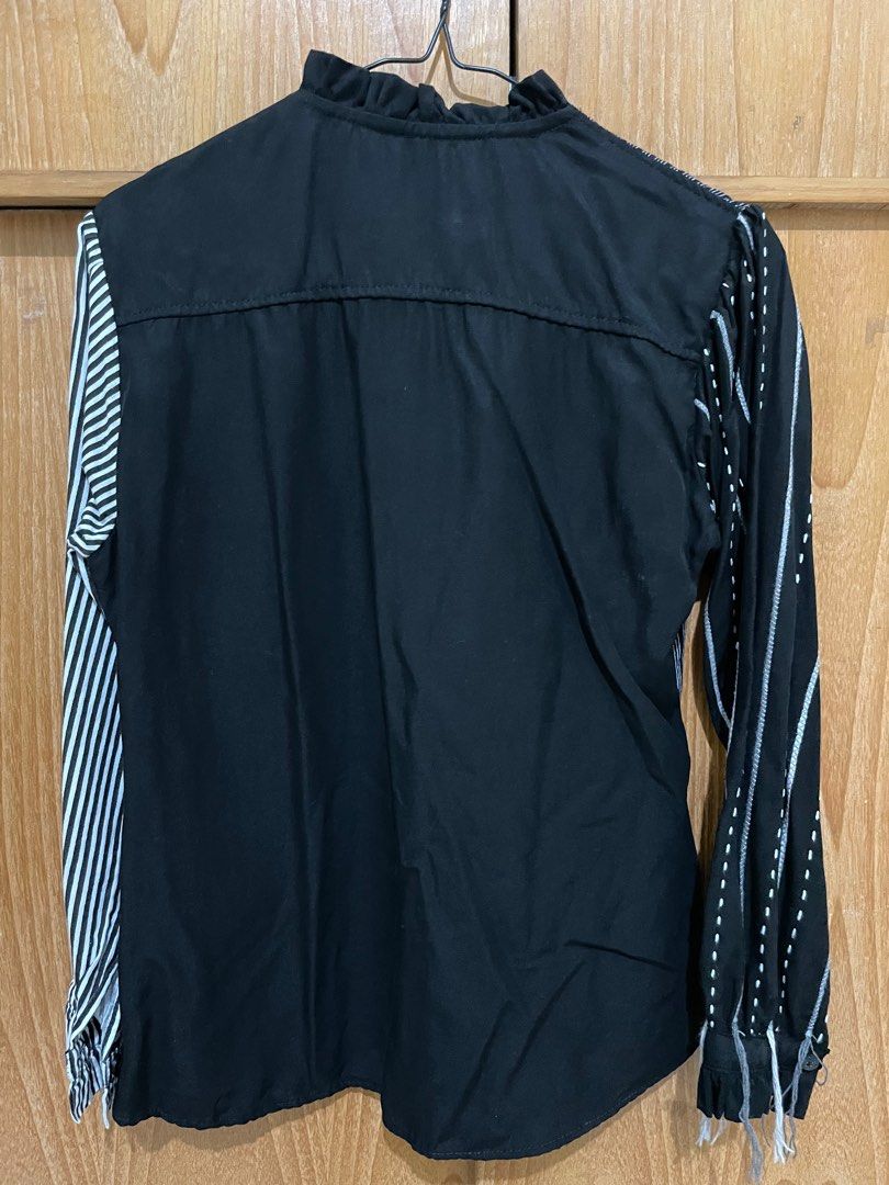 Kemeja Hitam Tenun Baduy by Adrie Basuki, Fesyen Wanita, Pakaian Wanita, Atasan di Carousell