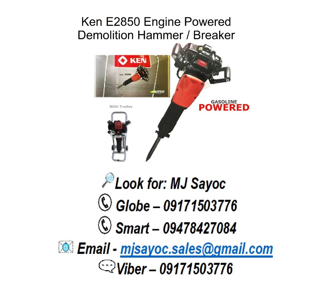 Ken E2850 Engine Powered Demolition Hammer / Breaker, Commercial ...