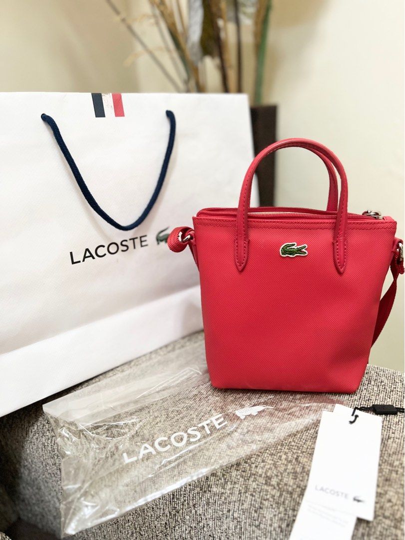 Lacoste Women Coated Canvas Mini Zip Tote Bag Red | Tas Slingbag ...