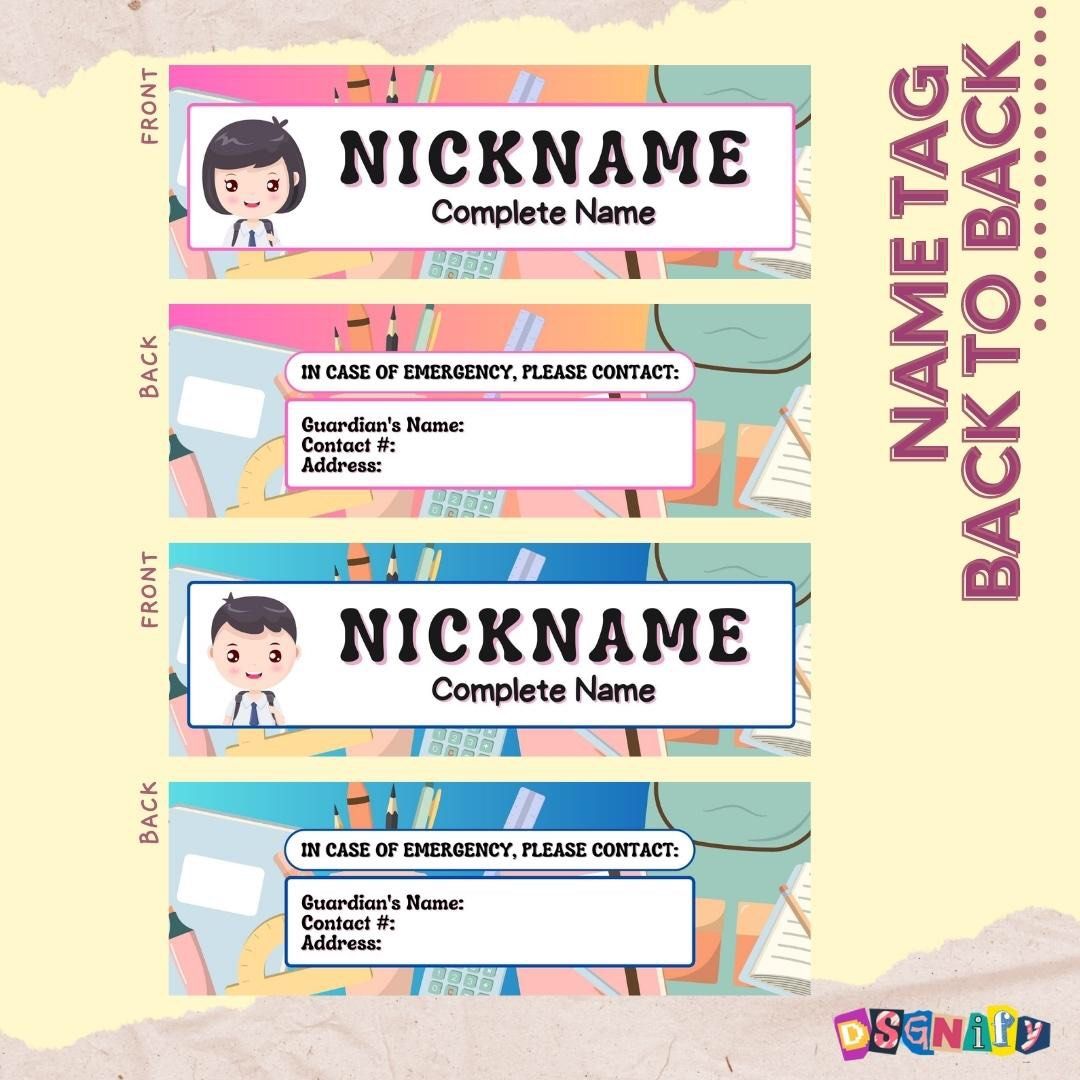 Laminated/PVC Name Tag - Bag Tag - Notebook Sticker - Subject Label ...