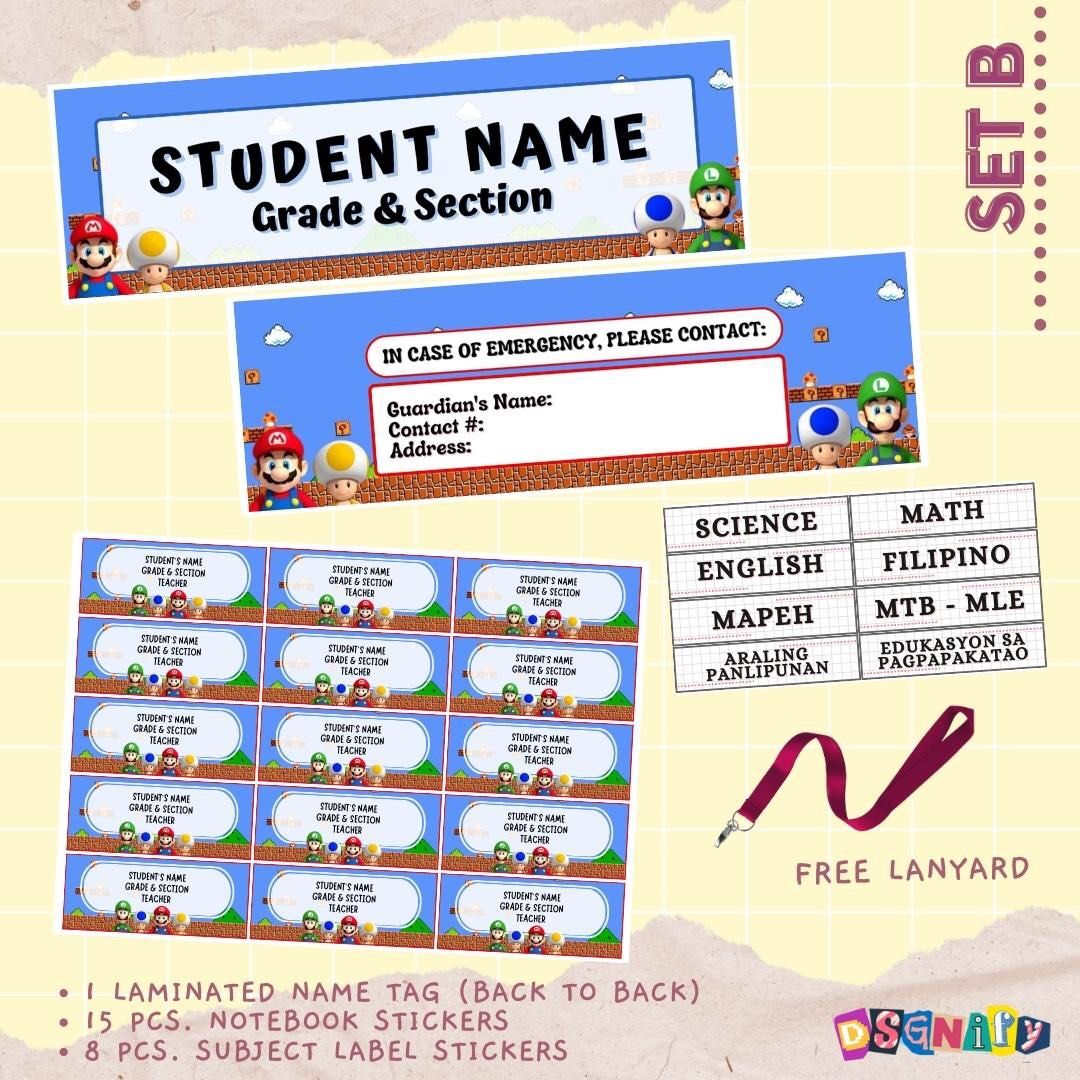 Laminated/PVC Name Tag - Bag Tag - Notebook Sticker - Subject Label ...
