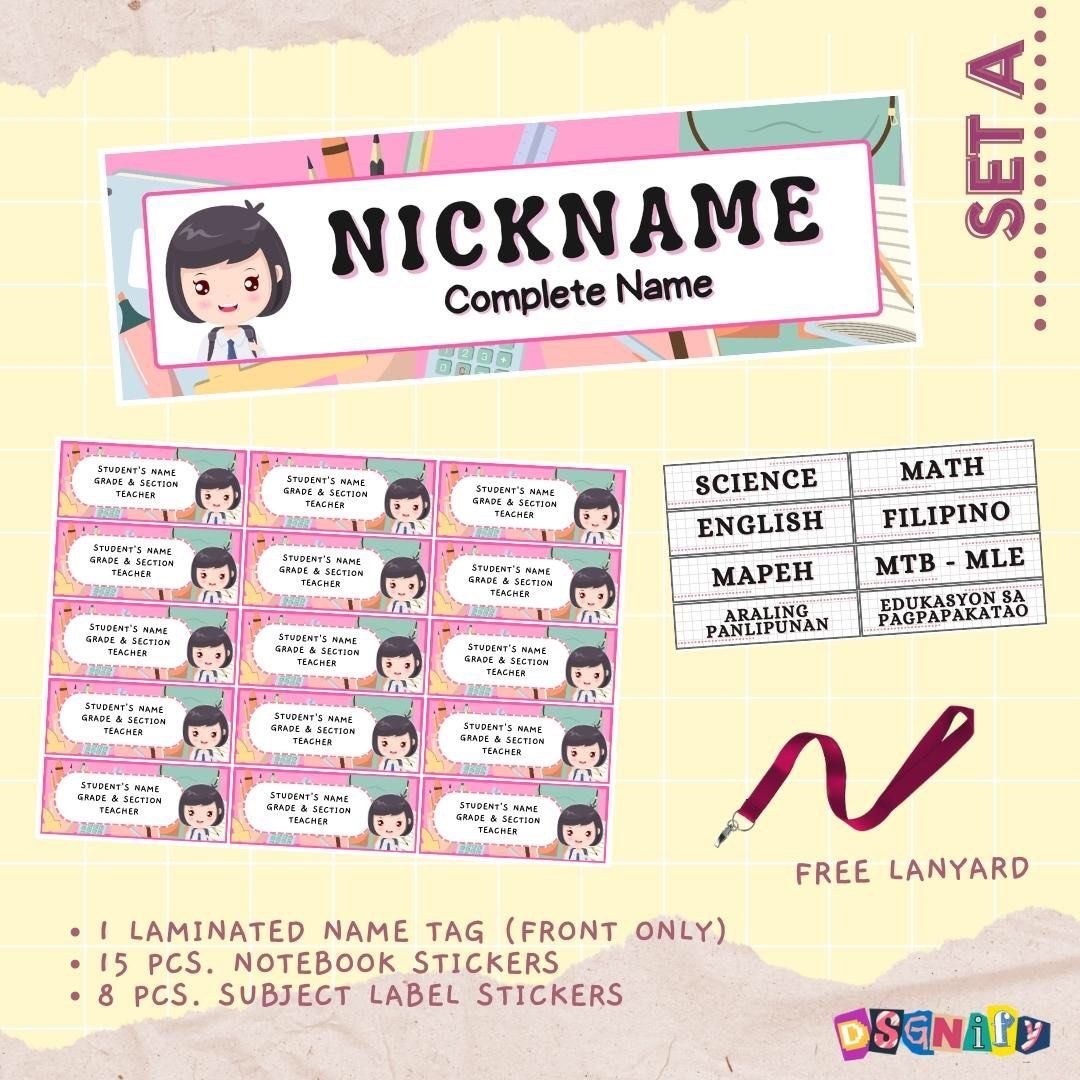 Laminated/PVC Name Tag - Bag Tag - Notebook Sticker - Subject Label ...