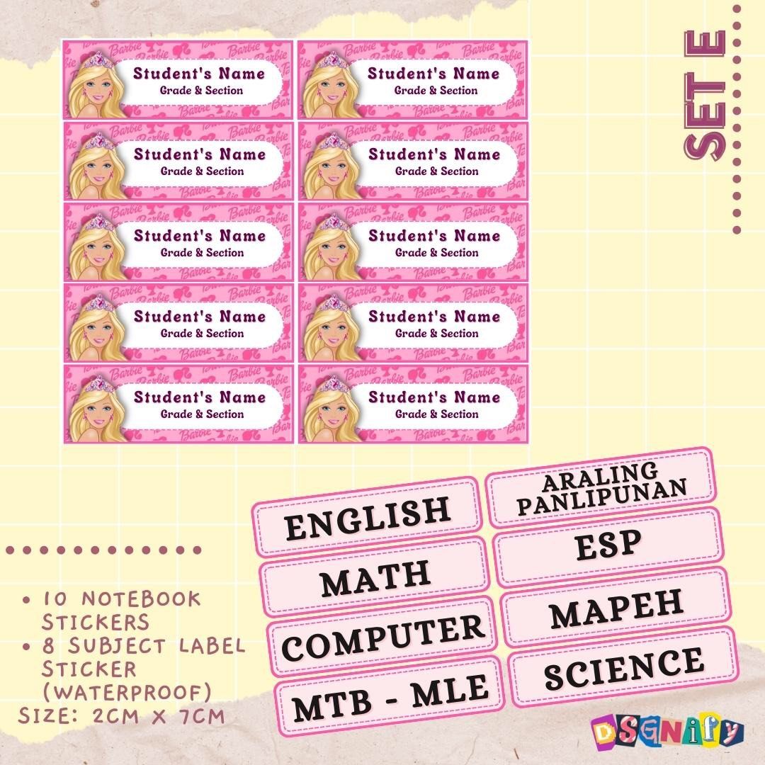 Laminated/PVC Name Tag - Bag Tag - Notebook Sticker - Subject Label ...