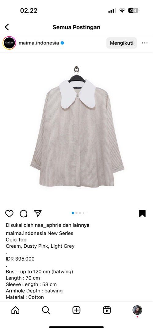 Maima, Fesyen Wanita, Pakaian Wanita, Atasan di Carousell