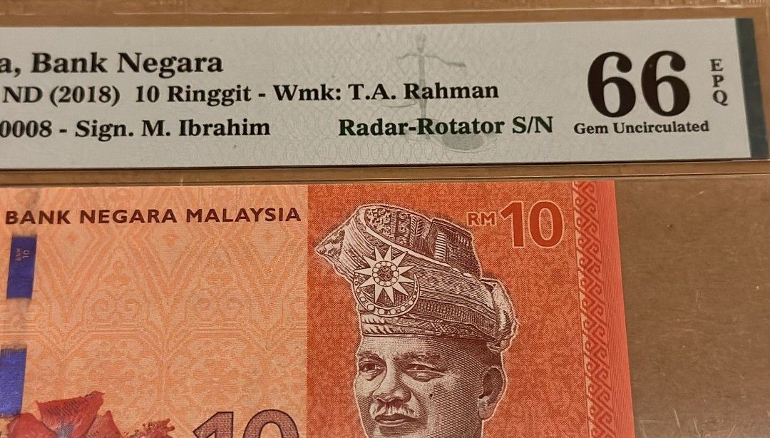 Malaysia 10 ringgit Sign MBI Radar-Rotator S/n 8000008, Hobbies & Toys ...