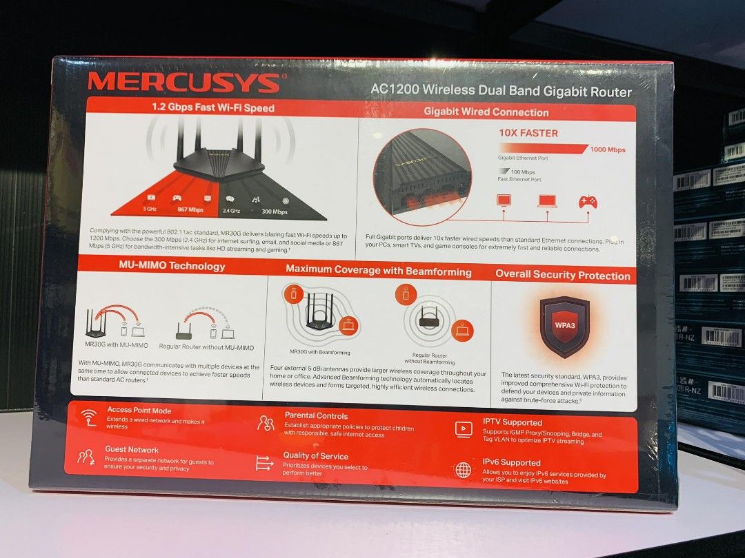 Mercusys MR30G AC1200 Wireless Dual Band Gigabit Router, Computers ...