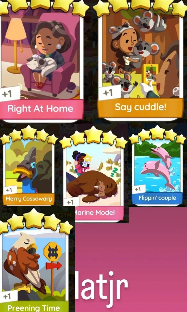 monopoly go right at home , say cuddle , marine model , merry cassowary ...