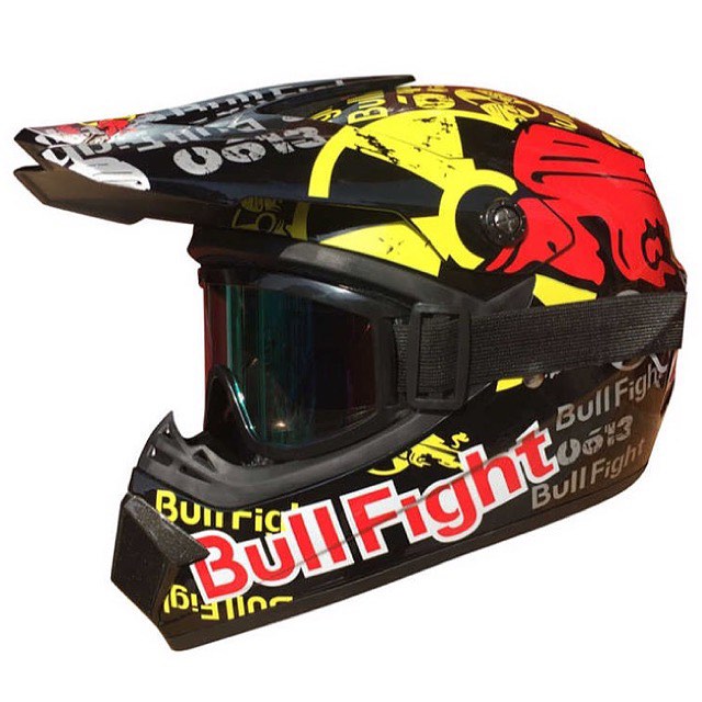 Red Bull Black Full Face Motorcycle Helmet Scrambler Motorcross ...