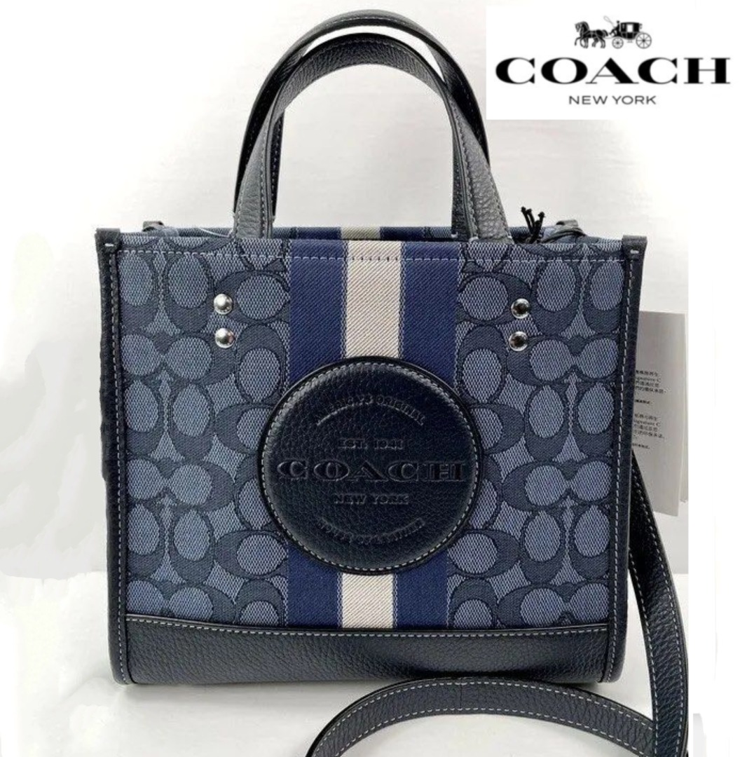 New Coach Original Dempsey Signature Jacquard Leather Tote Denim ...