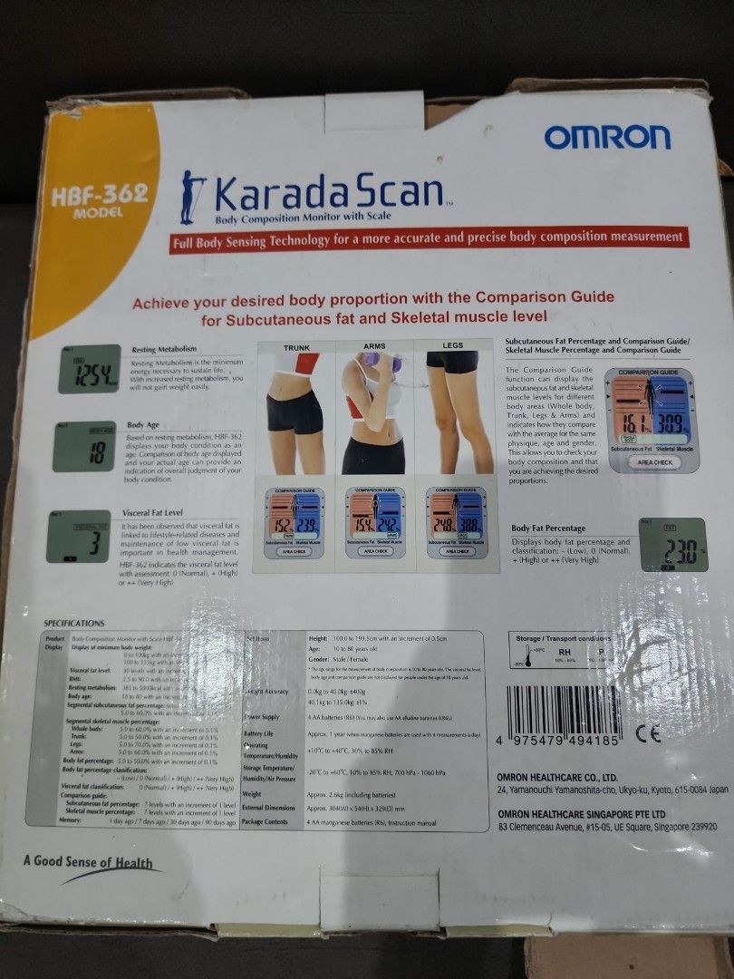 Omron karada scan body composition monitor scale, Health & Nutrition ...