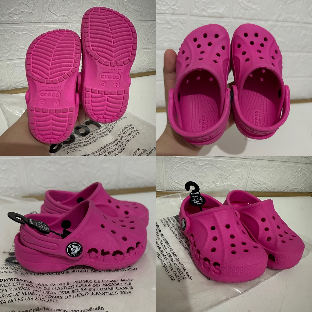 Original Neon Magenta Crocs, Babies & Kids, Babies & Kids Fashion on ...