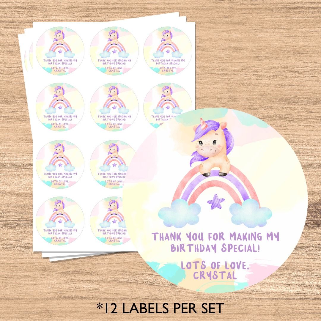 Personalized Birthday Sticker Labels Party Favor Labels Goodie Bag ...