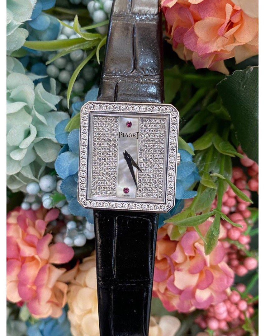 PIAGET 750 WHITE GOLD MOTHER OF PEARL DIAL WITH DIAMONDS AND RUBIES ...