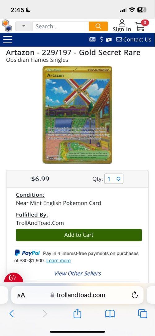 Pokémon cards Obsidian Flames Artazon - 229/197 - Gold Secret Rare ...