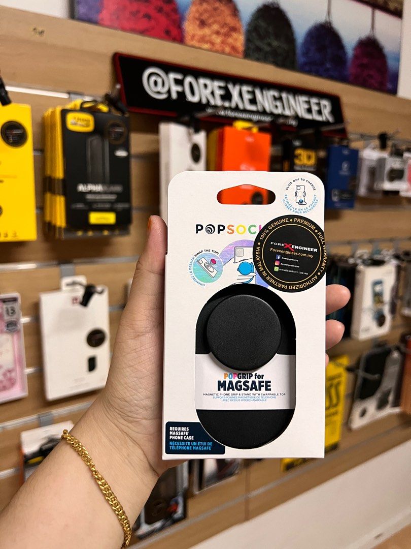 PopSockets Popgrip for Magsafe Magnetic phone grip and stand - Black (Barcode : 840173715734 ...