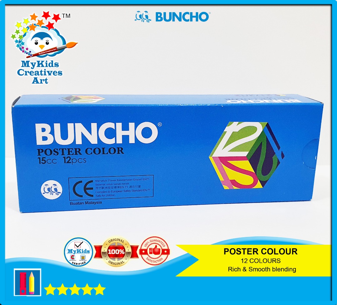 POSTER COLOR BUNCHO 12 COLORS, Hobbies & Toys, Stationery & Craft, Art ...