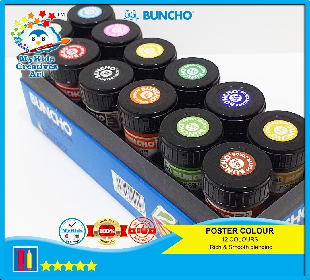 POSTER COLOR BUNCHO 12 COLORS, Hobbies & Toys, Stationery & Craft, Art ...