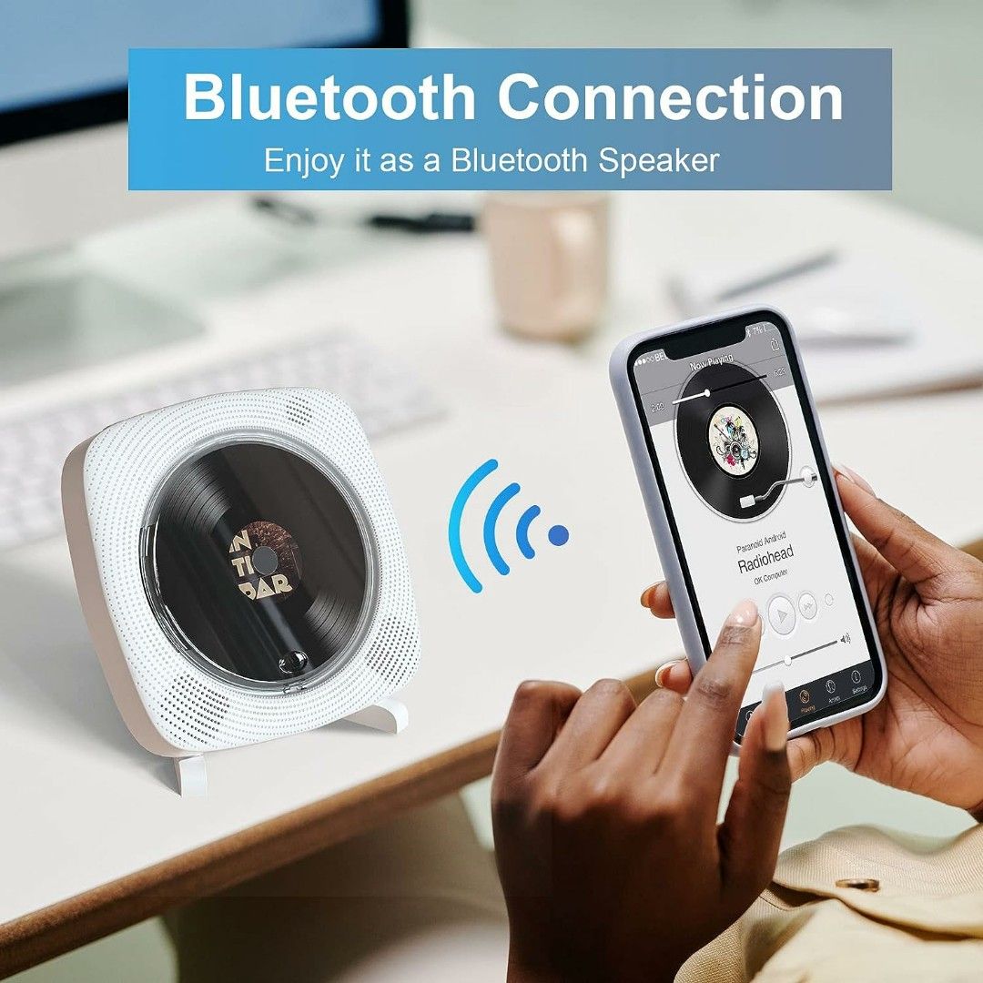 RealinKus Wall Mounted CD Player for Home Bluetooth with Speakers Loud ...