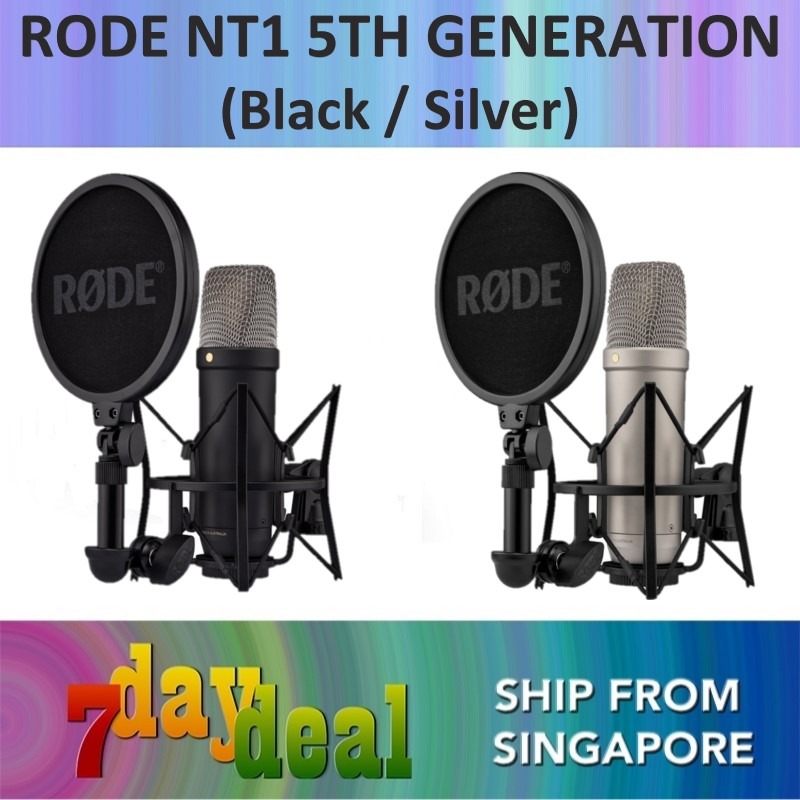 Rode NT1 5th Generation Cardioid Condenser XLR/USB Microphone (Black ...