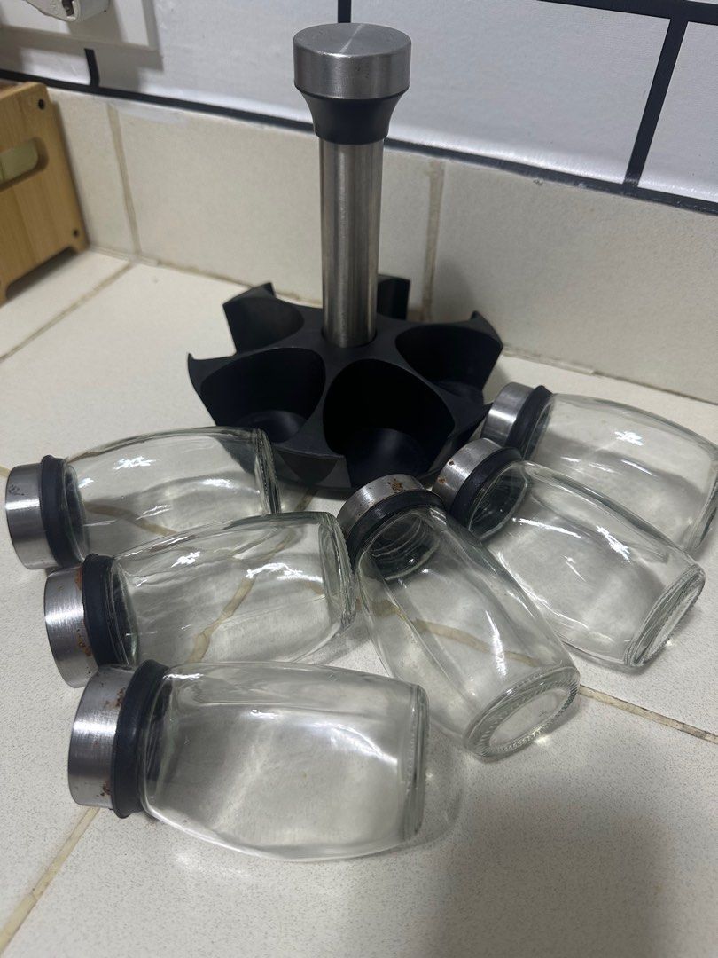 Rotating 6 bottles of set seasoning seasoning powder storage, Furniture ...