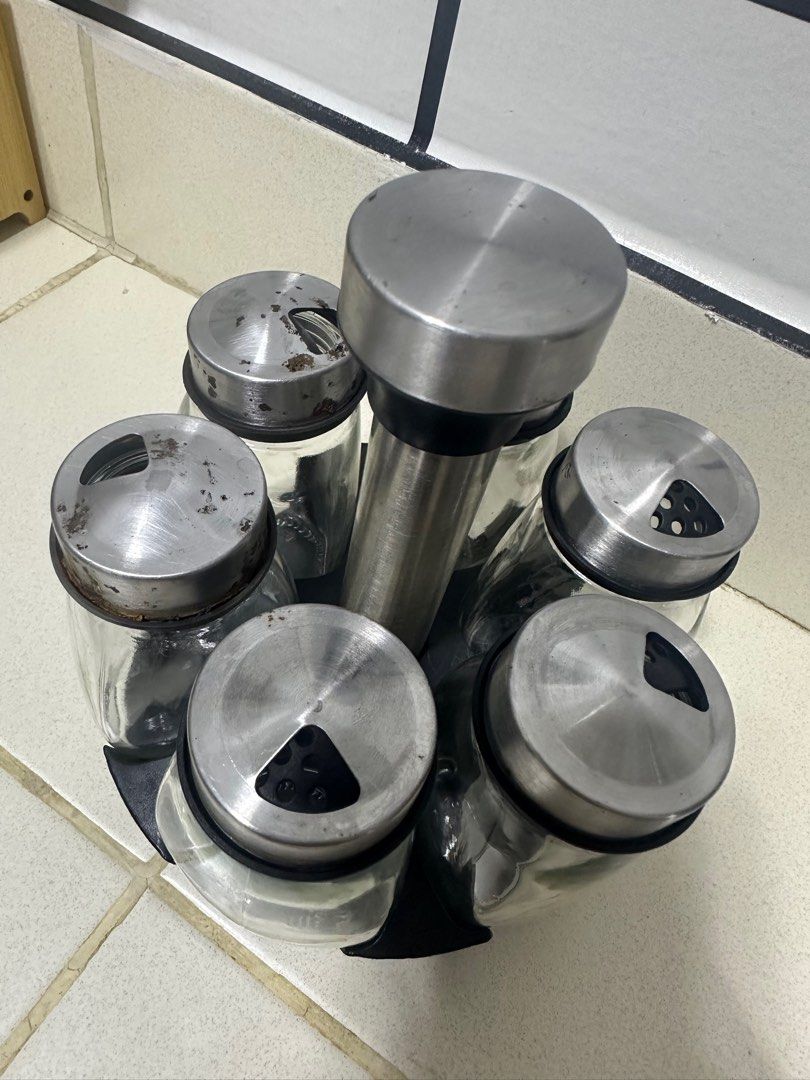 Rotating 6 bottles of set seasoning seasoning powder storage, Furniture ...