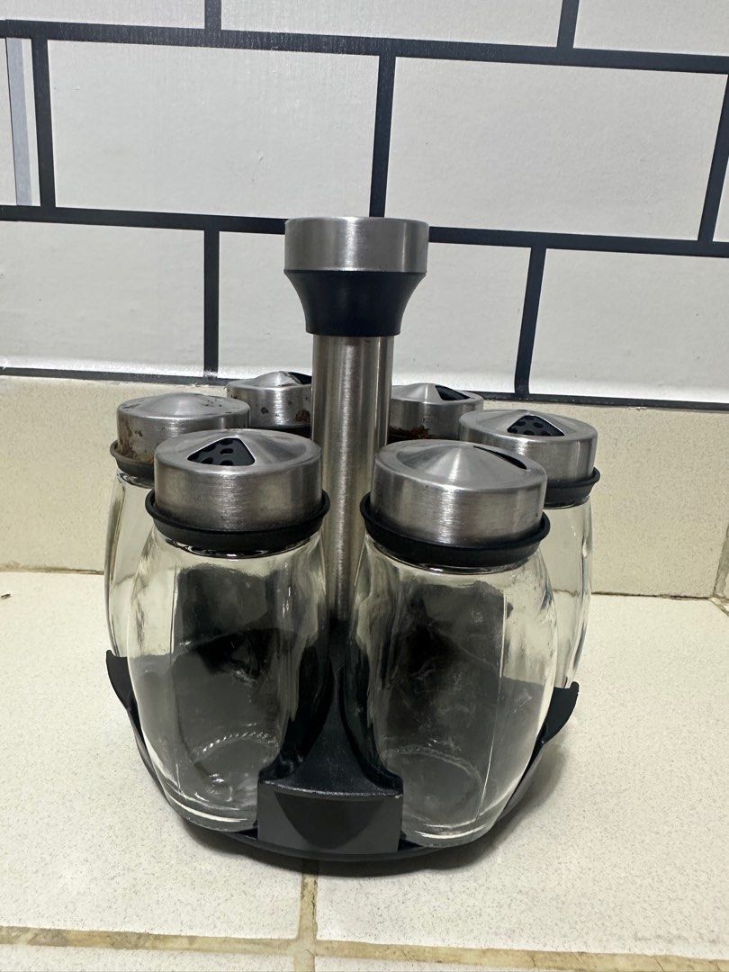 Rotating 6 bottles of set seasoning seasoning powder storage, Furniture ...