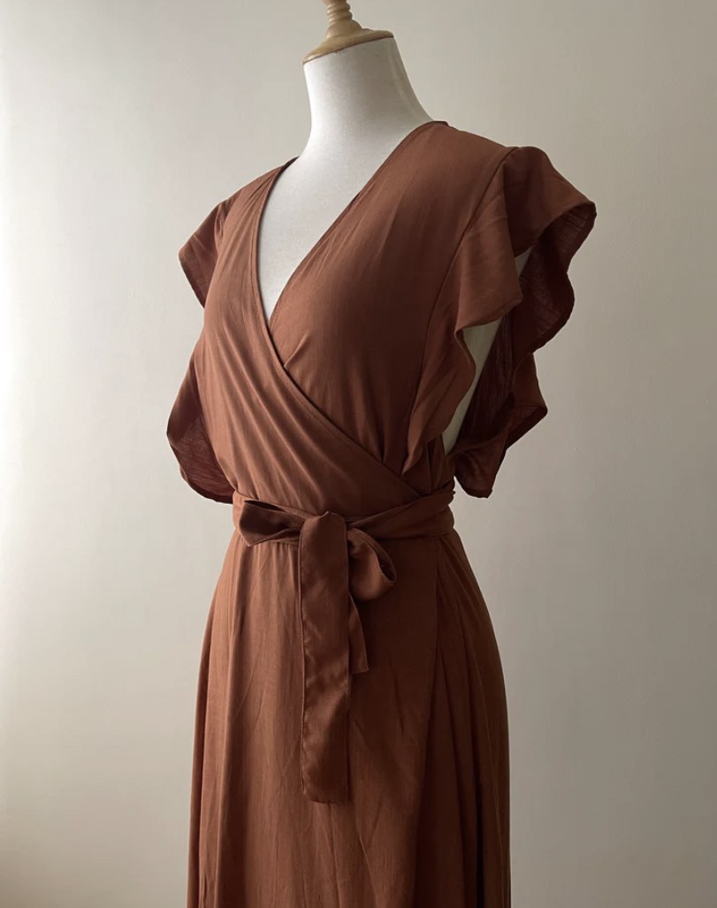 Rust Wrap Around Maxi Dress, Women's Fashion, Dresses & Sets, Dresses ...