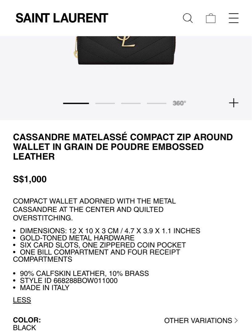 Full set with receipt - Yves Saint Laurent compact wallet , Luxury ...