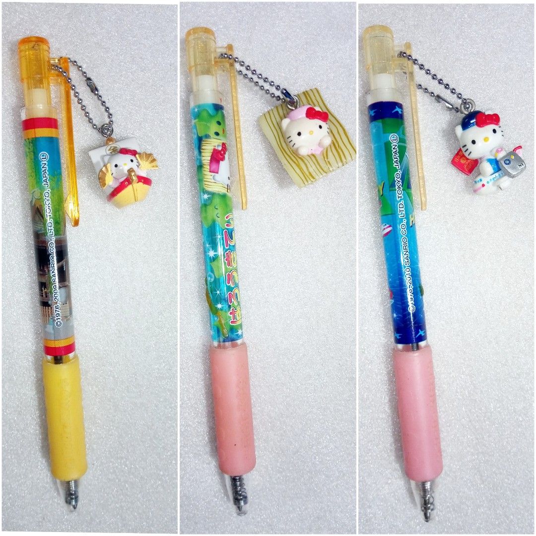 Sanrio Hello Kitty pens with Gotochi Charms, Hobbies & Toys, Stationary ...