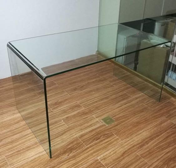 Solid glass table/desk, Furniture & Home Living, Furniture, Tables ...