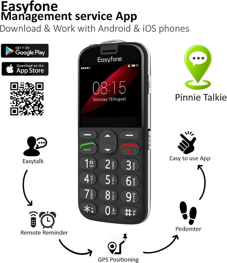 [Stockist.SG] Easyfone Prime-A4 Sim-Free Smart Senior Mobile Phone, Big ...