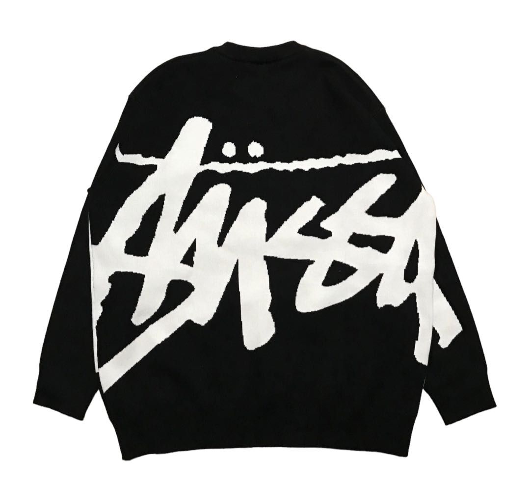 Stussy Script Black Knitted L/S, Men's Fashion, Coats, Jackets and ...