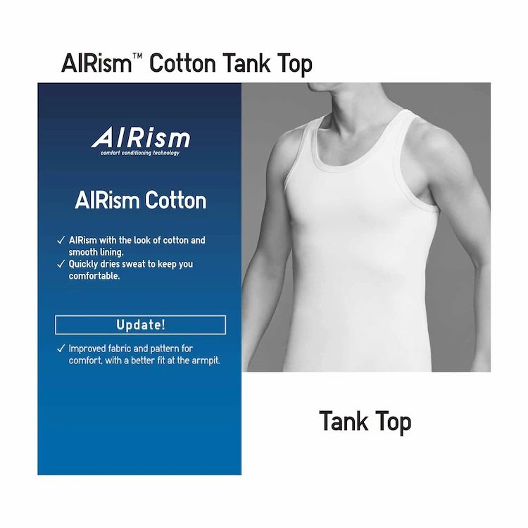 Uniqlo Kaos Dalam Airism Katun Tanpa Lengan Tank Top Putih, Fesyen Pria ...