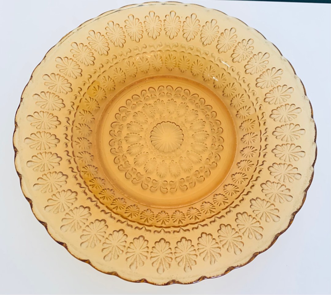 Vintage Brown Glass Serving Plates (7 pieces), Furniture & Home Living ...