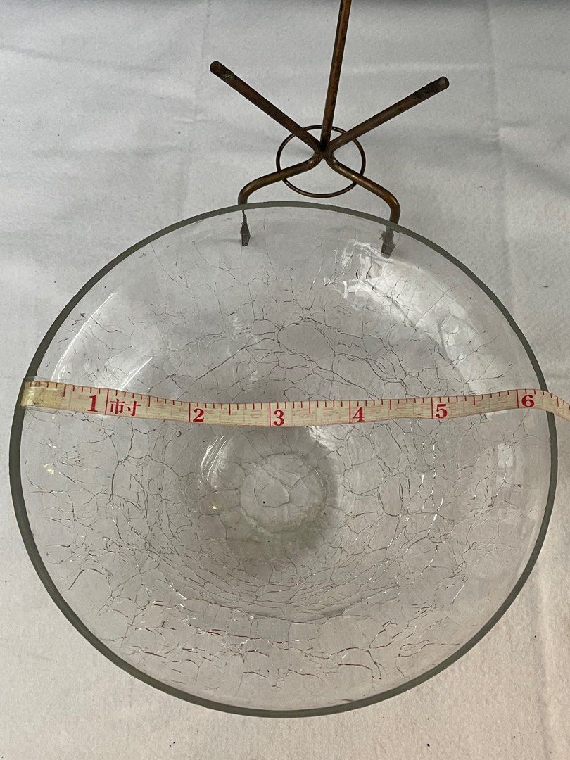 Vintage Crackle Glass Bowl display w/stand, Hobbies & Toys ...