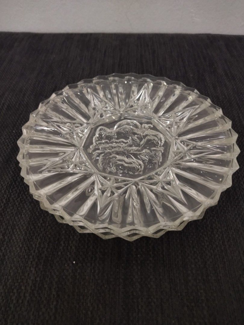 Vintage cut crystal glass 8"fruits and vegetables plate, Furniture ...