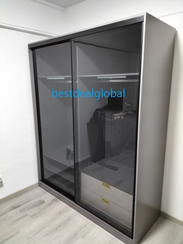 WD 002, Luxury Model Designer High Class Sliding Wardrobe, LED light Glass Sliding Wardrobe ...