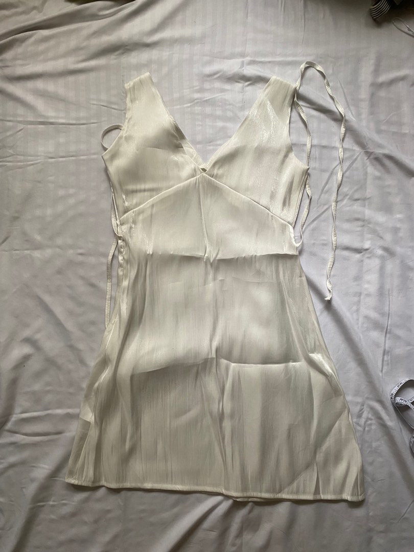 Sage The Label White Drop Bust Silk Mini Dress, Women's Fashion ...