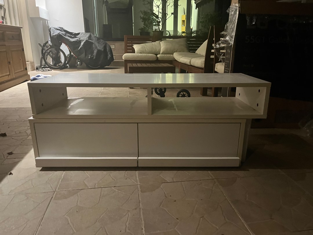 White TV console - Extendable from 108cm to 200cm, Furniture & Home ...