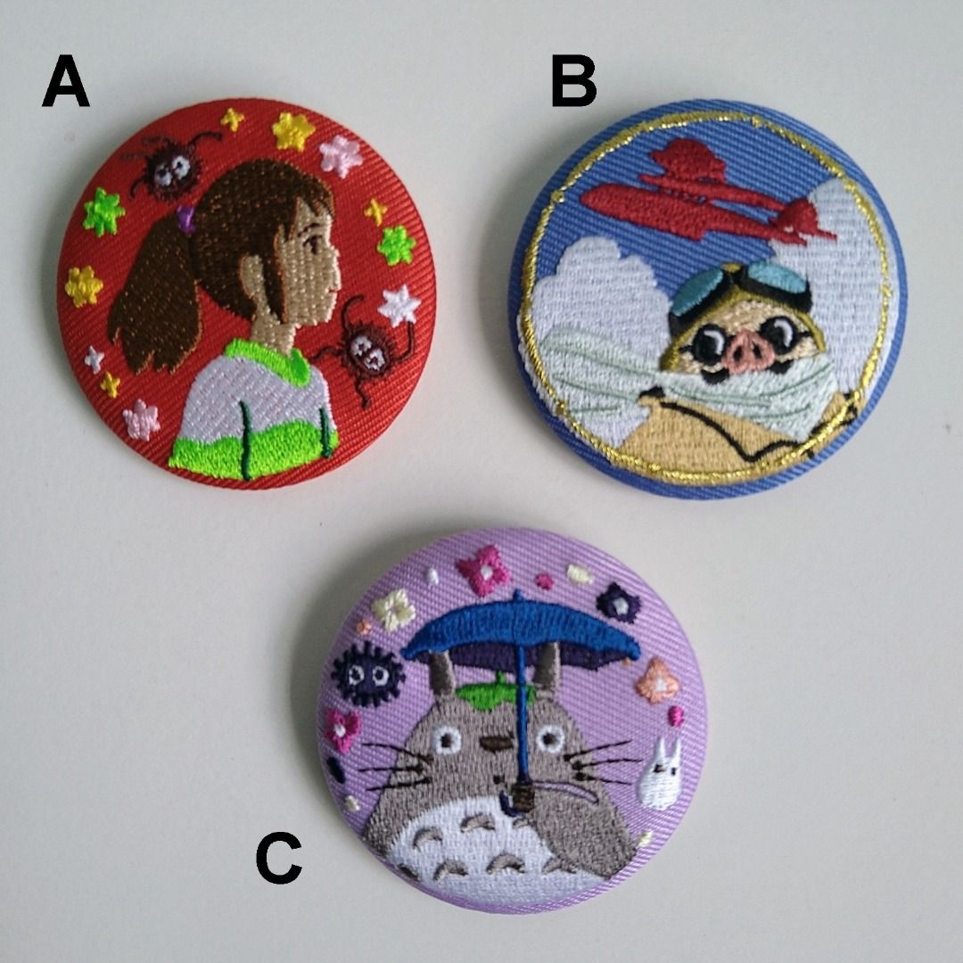 WTS/WTT Studio Ghibli Embroidery Brooch Collection 2 Fabric Can Badge ...