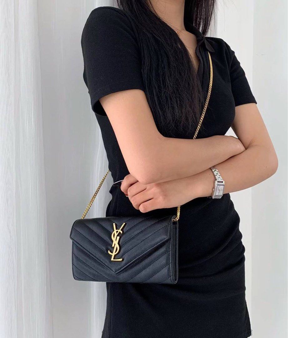 YSL classic long Wallet with chain (woc insert), Luxury, Bags & Wallets ...