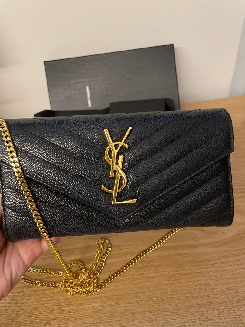 YSL classic long Wallet with chain (woc insert), Luxury, Bags & Wallets ...