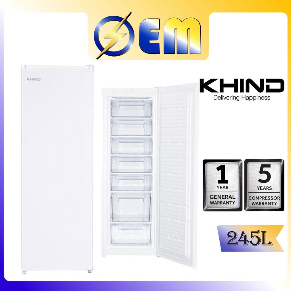 165L/245L KHIND Quick Freezing Upright Freezer | Reversible Door ...