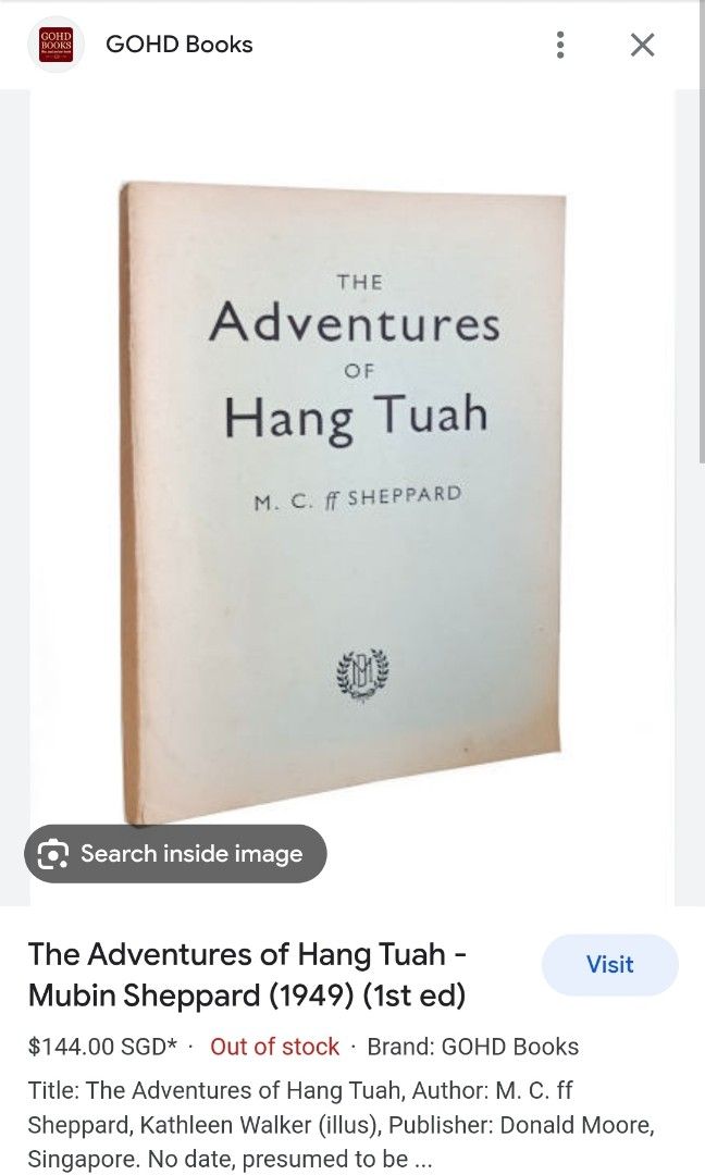 1st PRESS 1949 BUKU NOVEL - THE ADVENTURES OF HANG TUAH _ BY MC ff ...