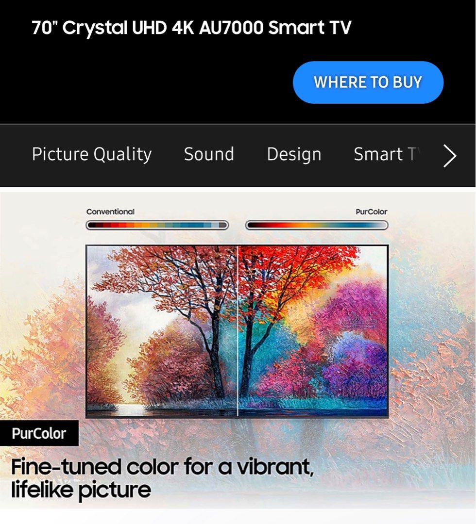 70" Crystal UHD 4K AU7000 Smart TV on Carousell